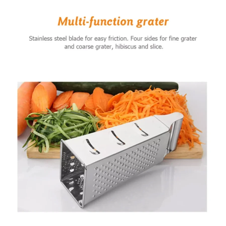 SpiderJuice 4-Side Stainless Steel Grater Slicer with Handle