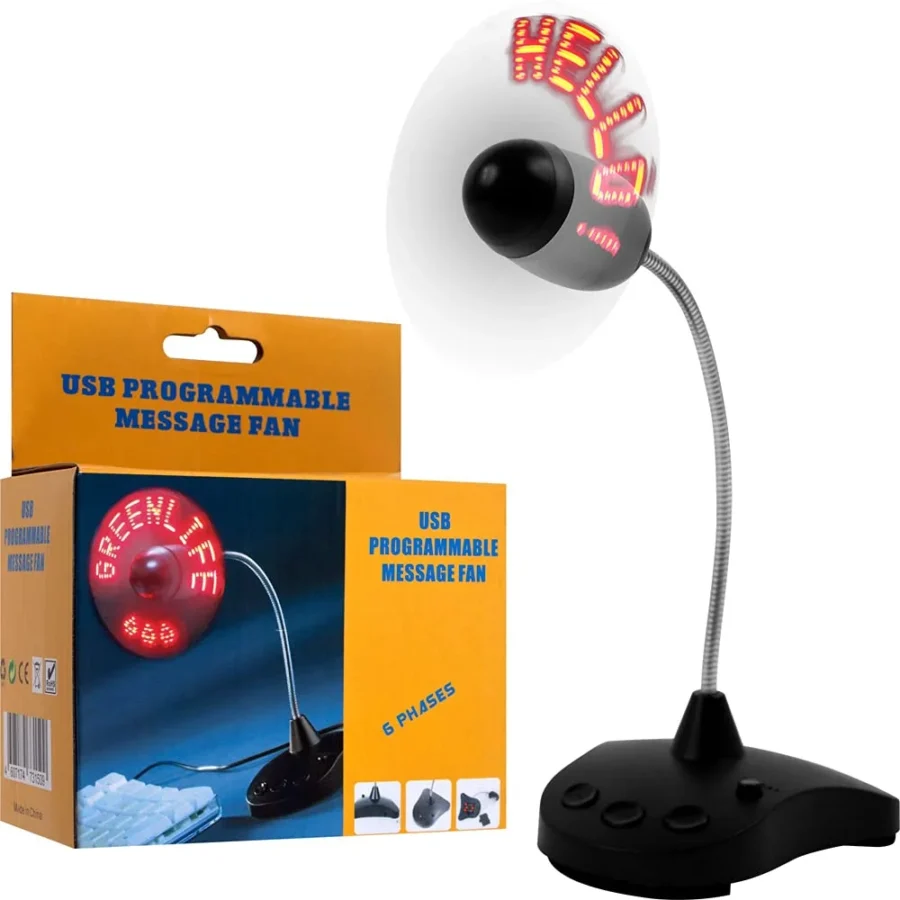 SpiderJuice USB LED Fan with Message Hello Self on/off Mode