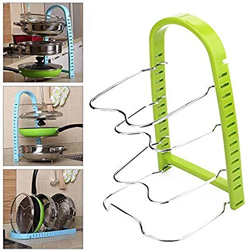 SpiderJuice 4-Grid Fry Pan Rack Organiser for Kitchen