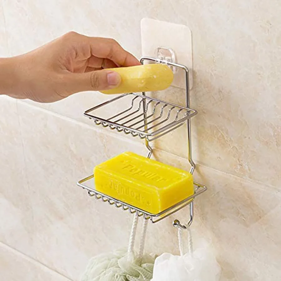 SpiderJuice Self-Adhesive Soap Drainer Holder Metal 2 Layers